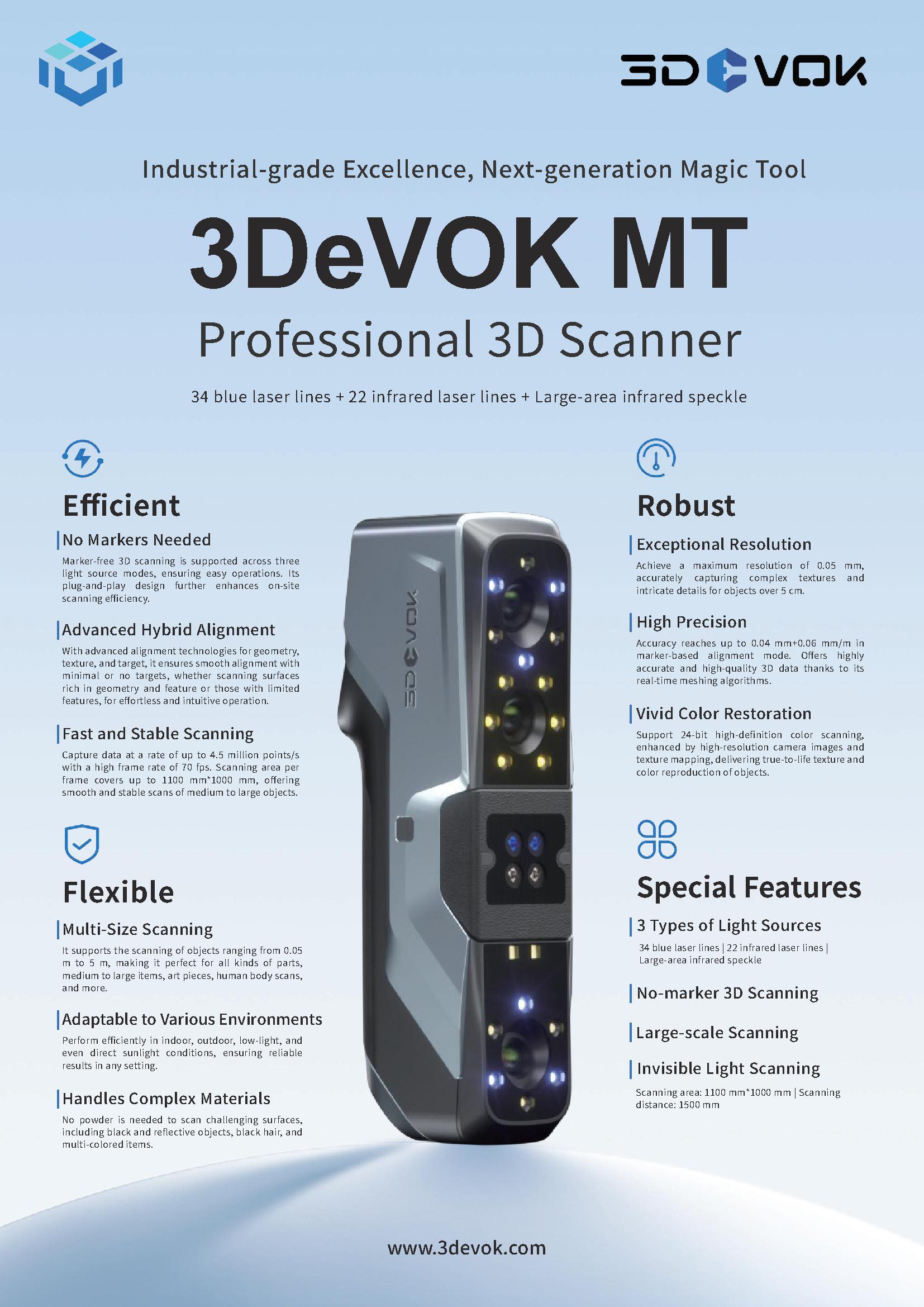 اسکنر سه‌بعدی 3DeVOK MT برند SCANTECH